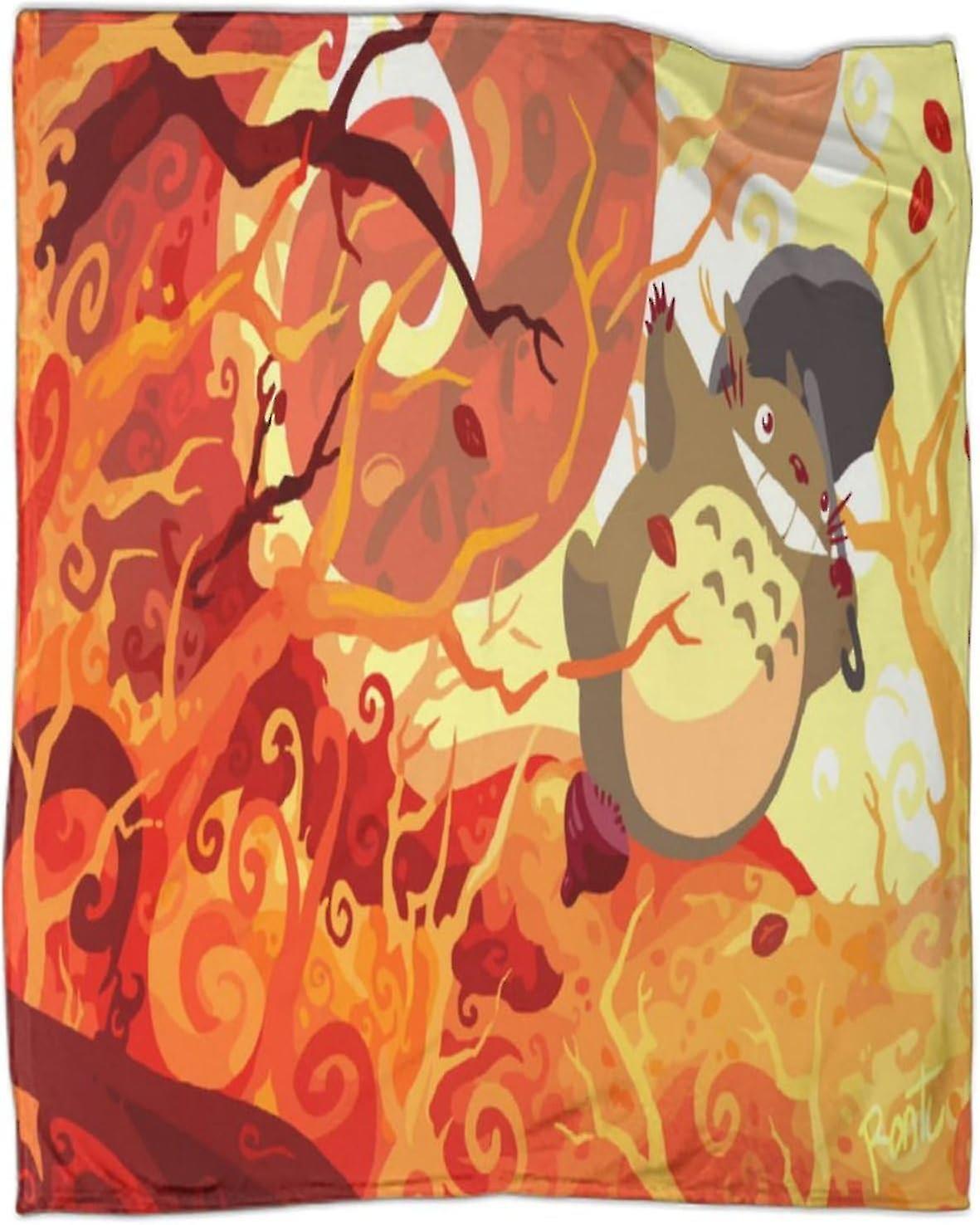 Fleece Kast tæppe Min nabo Totoro Plys tæppe 3d tegneserie Totoro tema Flannel tæppe Fuzzy ...