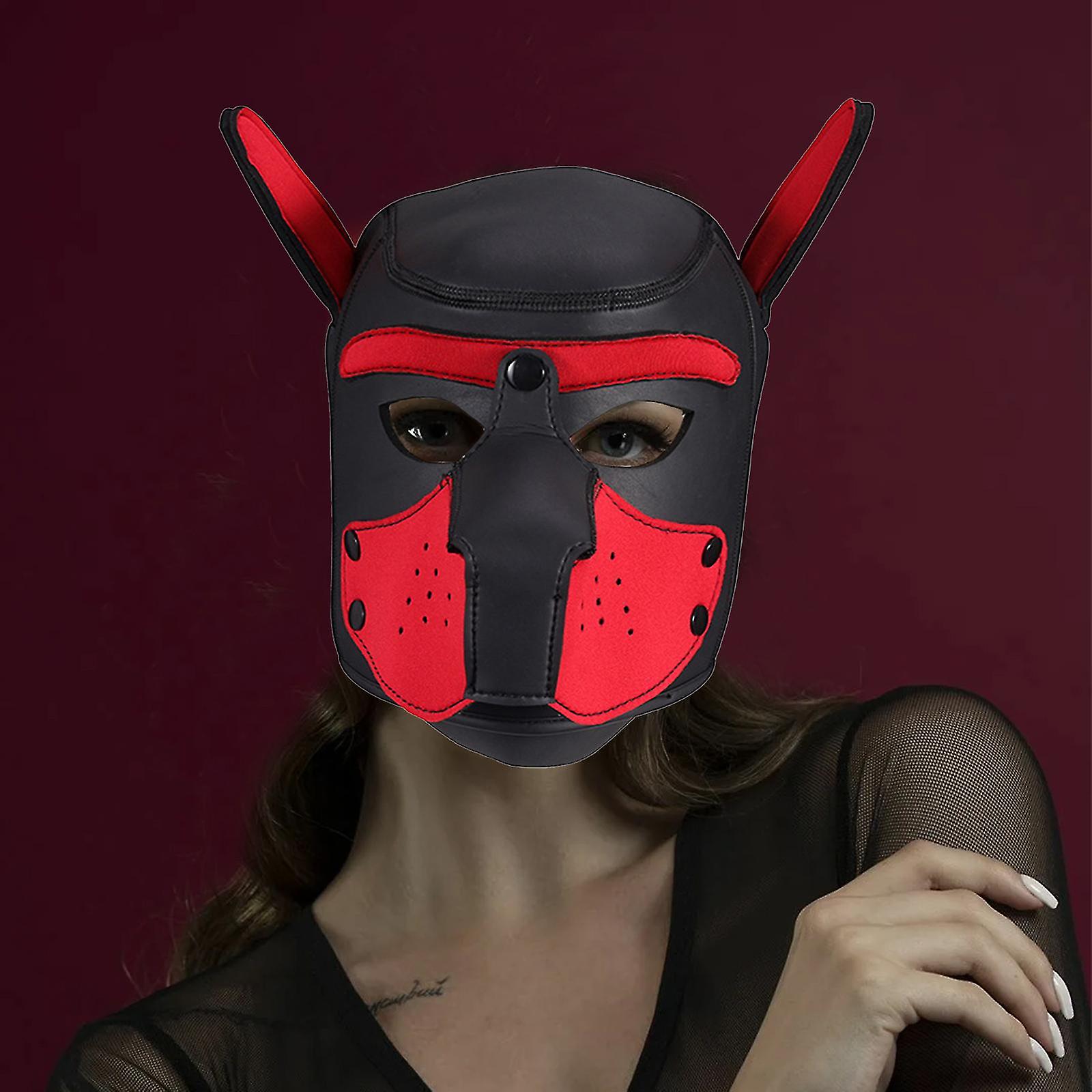 Adults Neoprene Puppy Hood Mask, Removable Cosplay Dog Full Face Pup ...