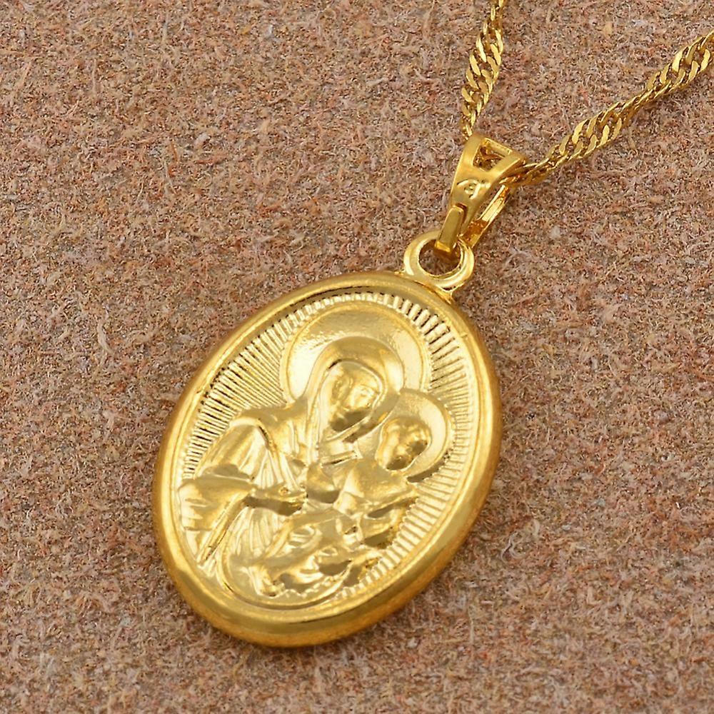 Mary Our Lady And Son Pendant Necklace Gold Color Catholic Church ...