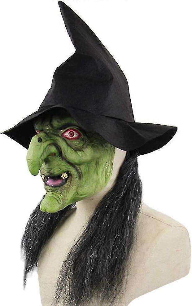 Witch Mask With Wigs Witch Hat Halloween Scary Mask Witch Wizard ...