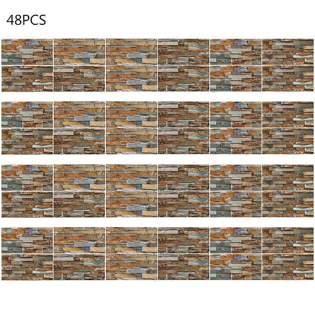 48 Sheet Brick Self Adhesive Tile Stickers Peel and Stick Backsplash ...