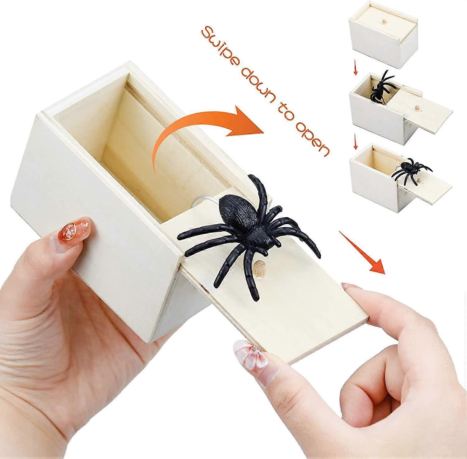 Spider Scare Prank Box, Hilarious Wooden Scare Box,Handmade Fun Joke ...