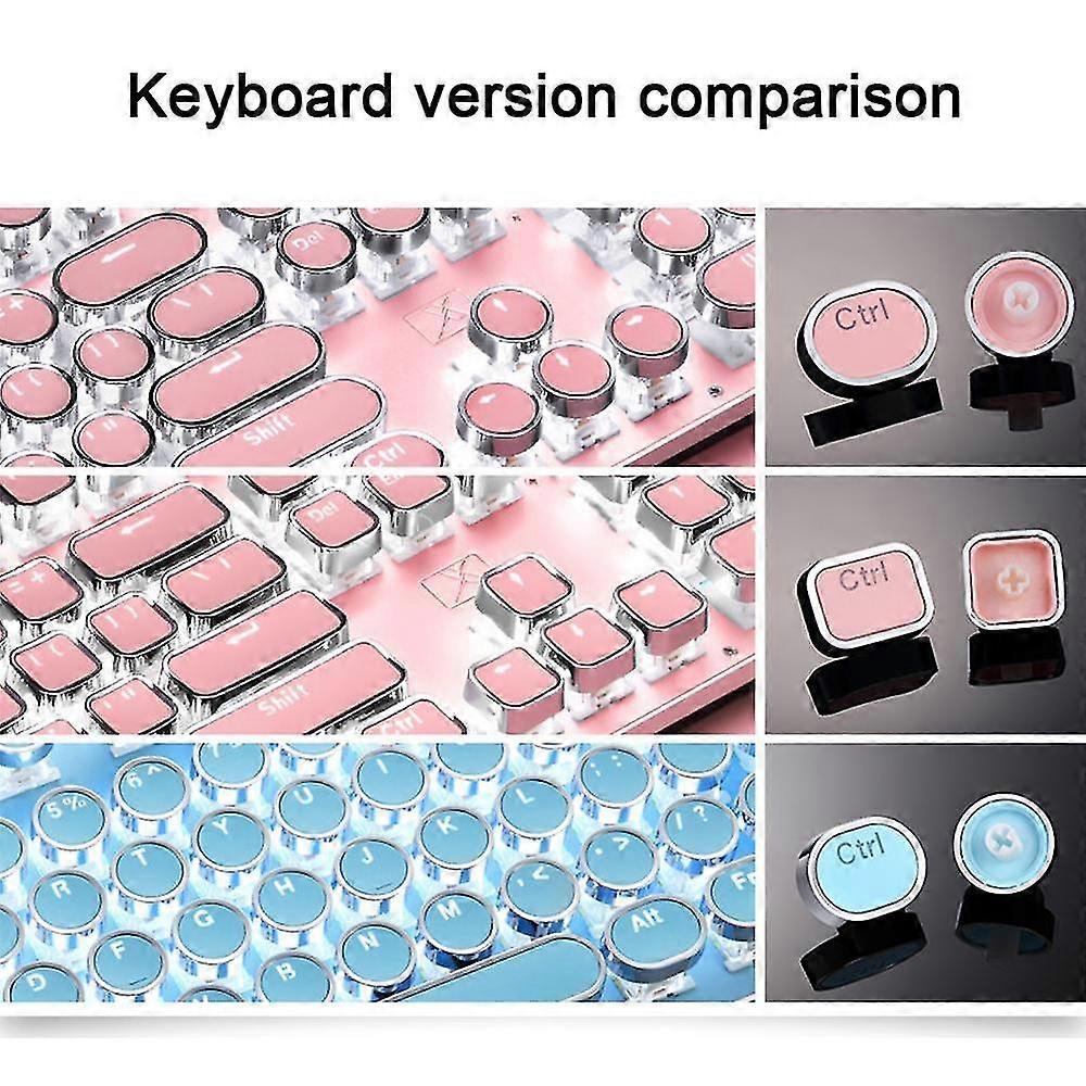 retro mechanical gaming keyboard 104 key, led backlit keyboard ...
