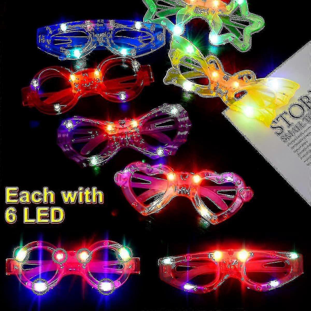 24 Packs Led Glasses For Kids Glow In The Dark Party Supplies Favor,6 ...