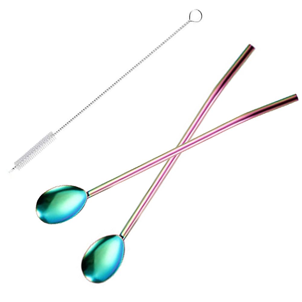 Reusable Stainless Steel Straws Spoons With Spoons With Brush 8 Pcs ...