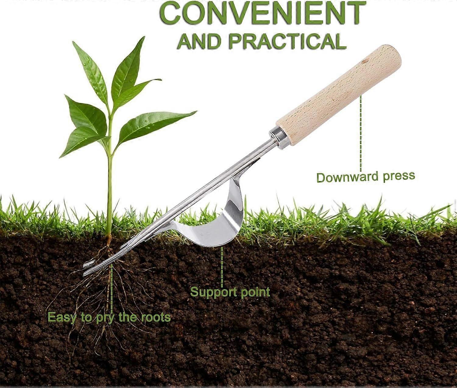 Manual Weed Killer Garden Stainless Steel Weed Tool with Wood Handle ...