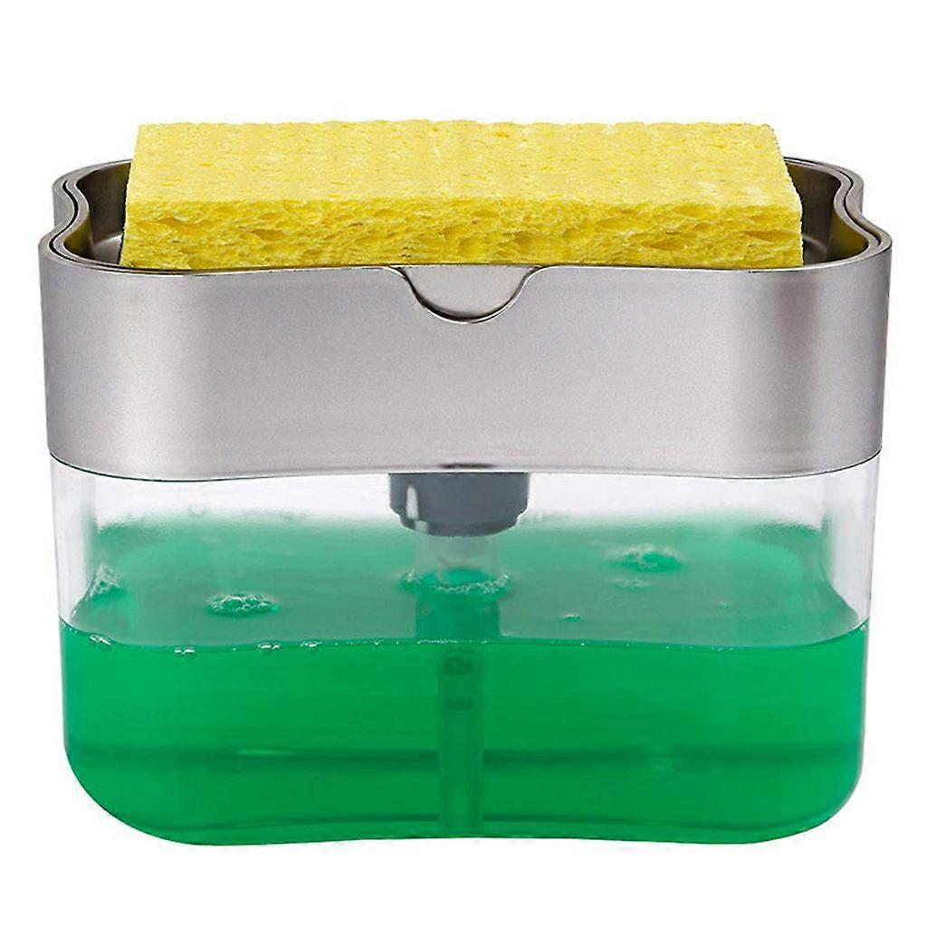 2-in-1 Sponge Box With Soap Dispenser Double Layer Kitchen Plastic Soap ...