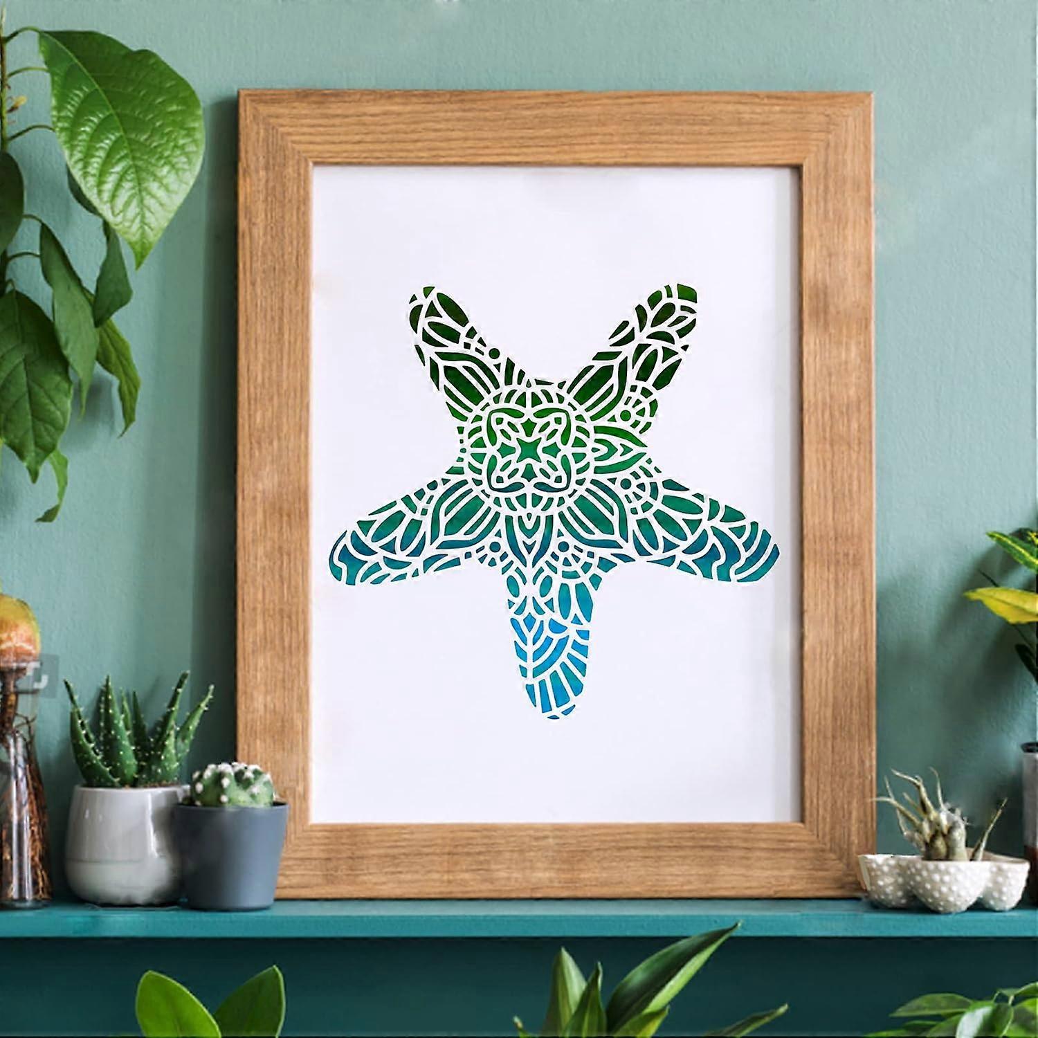 Starfish Stencils 11.8x11.8inch Plastic Mandala Starfish Painting ...