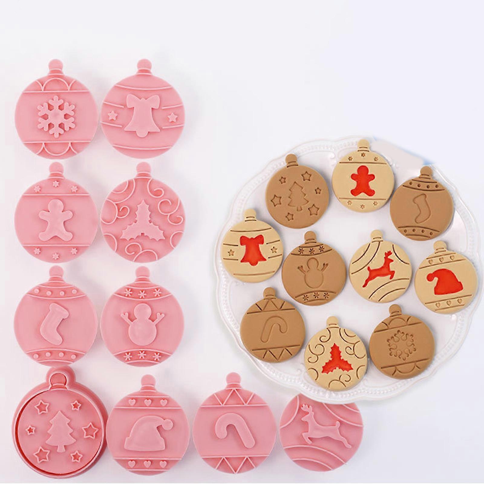 10 Pieces DIY Christmas Style Cookie Cutters Plastic Pressable Biscuit ...