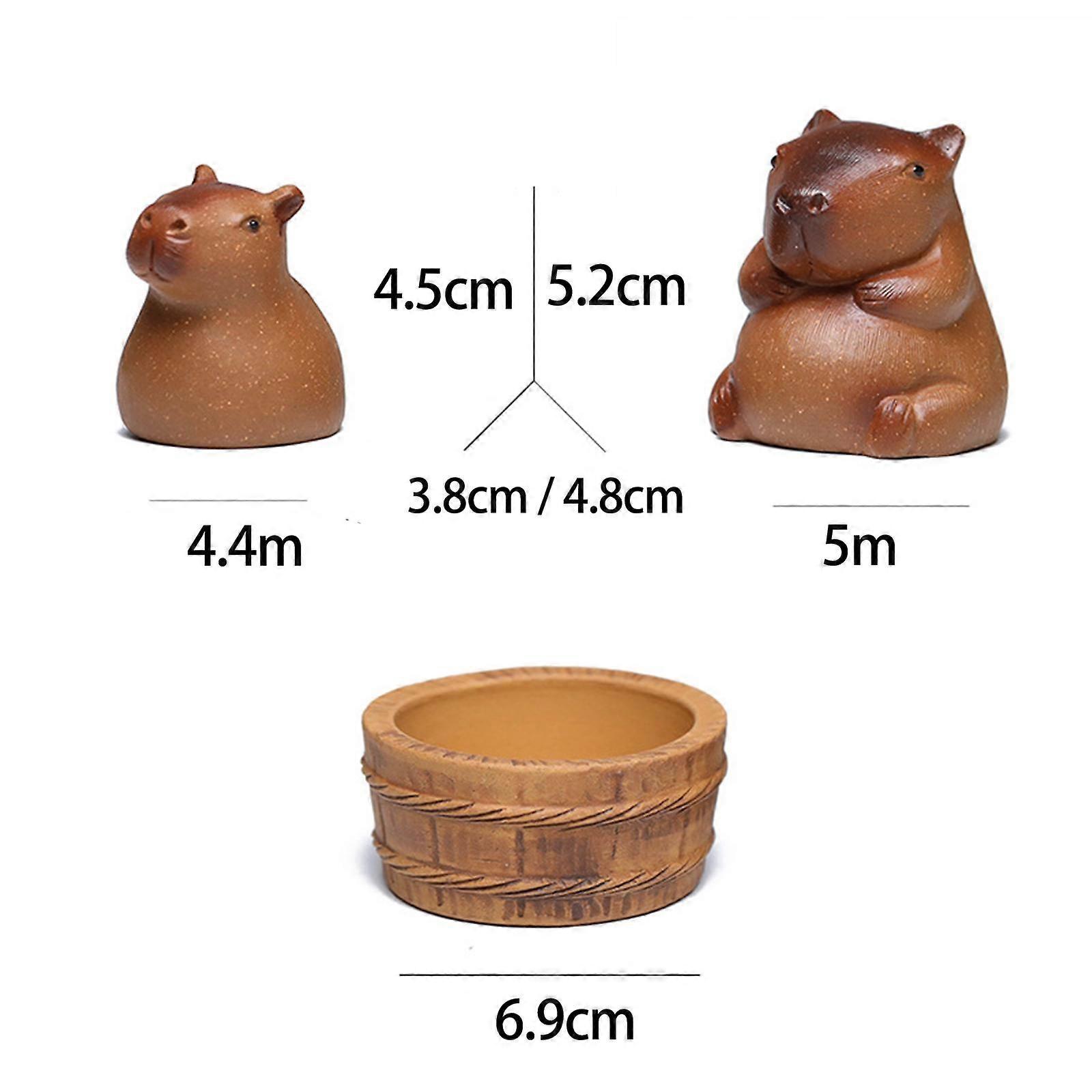 Pottery Clay Mini Capybara Sculpture Tea Pet Miniature Kung Fu Tea Pet ...