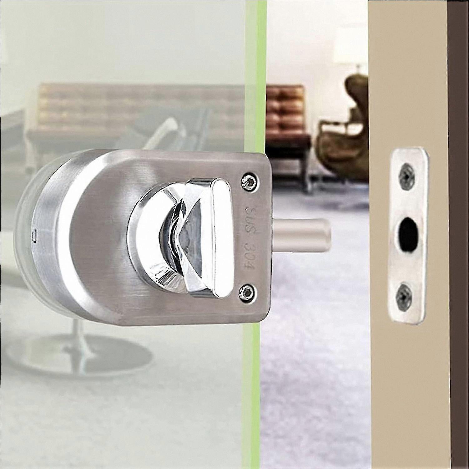 Stainless Steel Glass Door Lock with Floor Latch Bolt for Bathroom and Toilet Shop Glass Doors ...