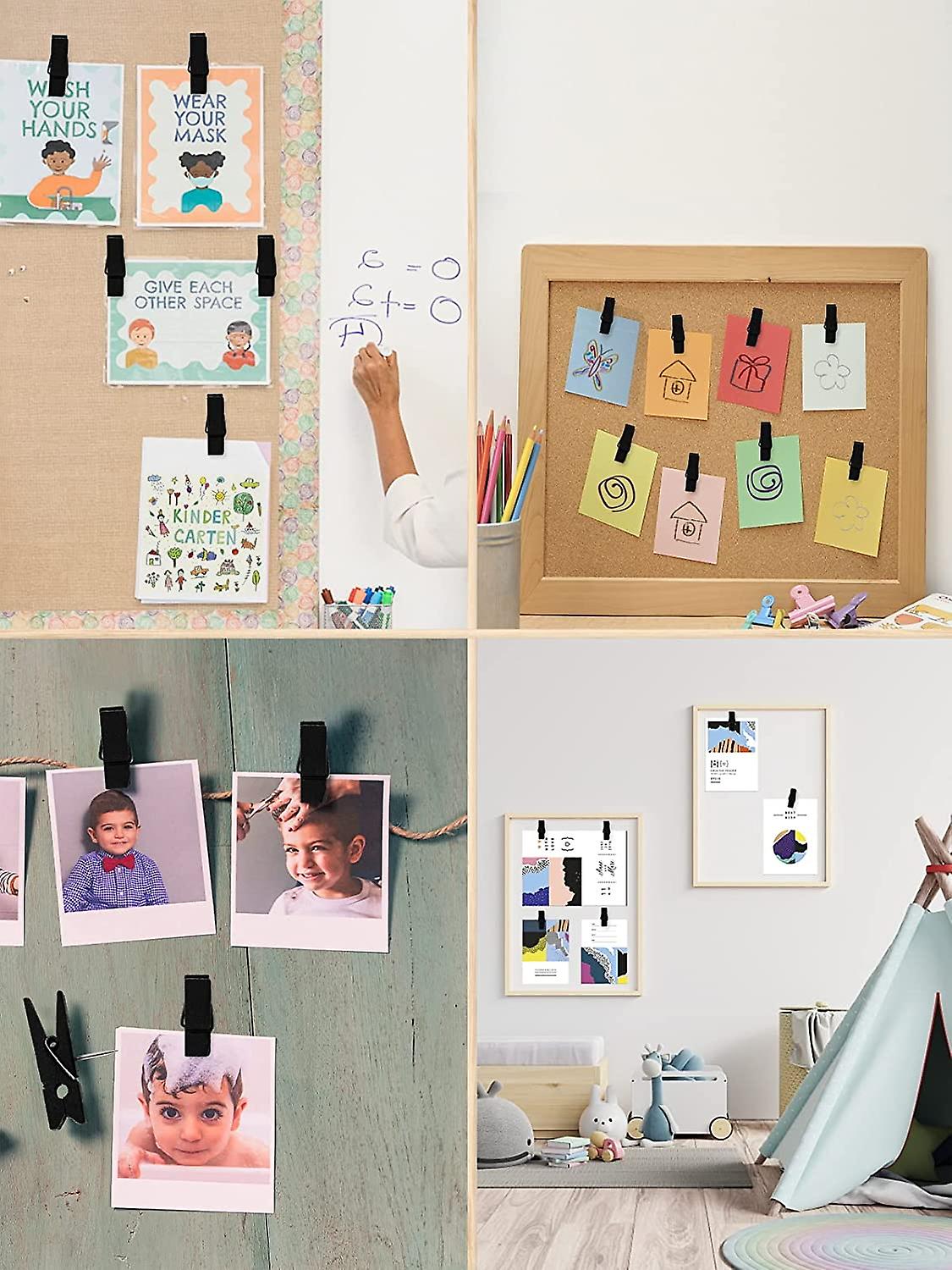 50 Black Wooden Push Pin Holders For Bulletin Boards, Artwork Annotated ...