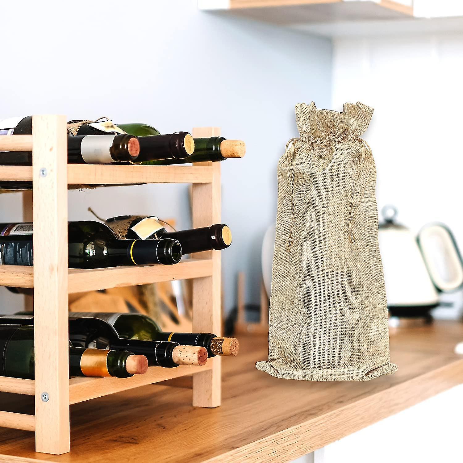 Sacs de bouteilles de vin à cordon de serrage en lin réutilisable en ...