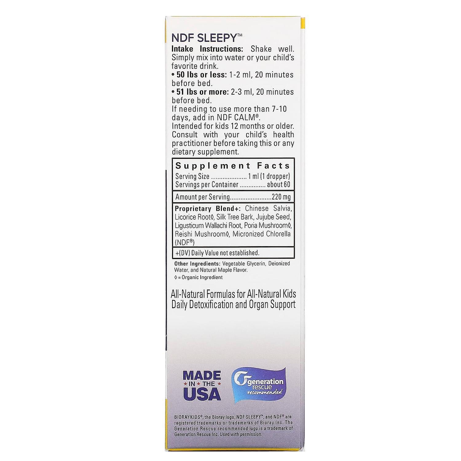 Bioray Inc., Kids, NDF Sleepy, Relax The Mind & Sleep Well, Maple, 2 fl ...