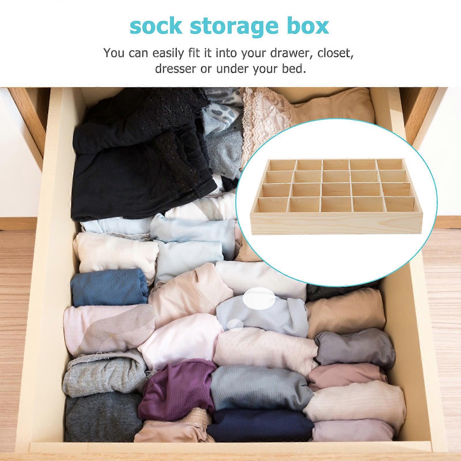 20 Compartments Wood Storage Boxes Tie Organizer Drawer Dividers ...