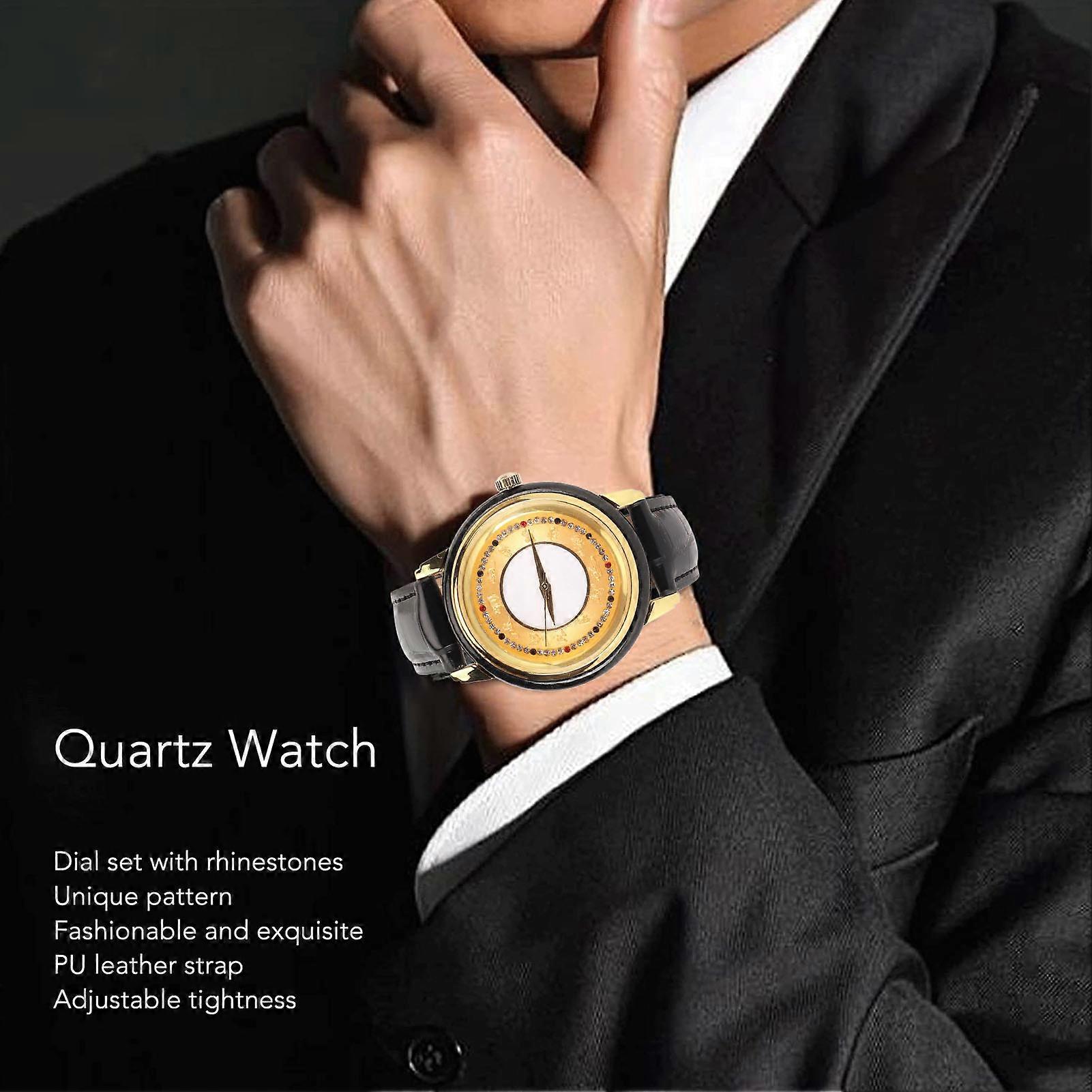 Men Quartz Movement Watch Fashionable Elegant Rhinestone Watch With Pu ...