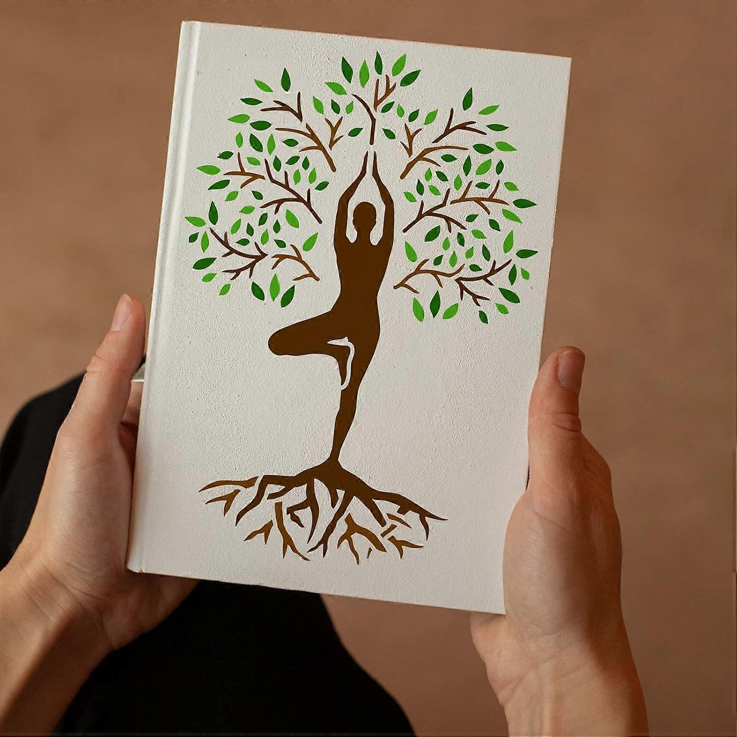Tree of Life Stencil 8.3x11.7inch Reusable Tree Pose Stencil Yoga Pose ...