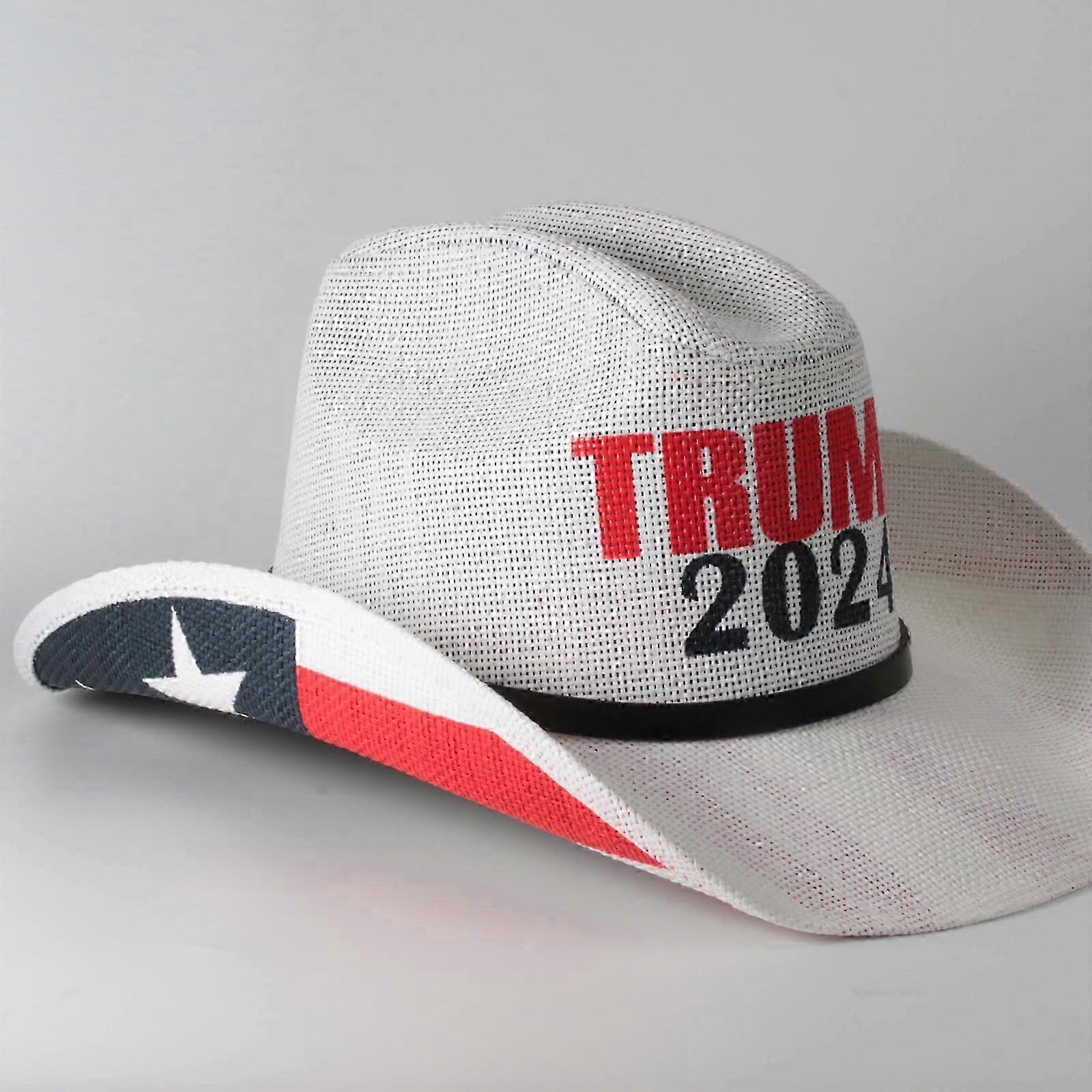 Trump 2024 Western Cowboy Hat MAGA Hat American Flag Straw Cowboy and ...