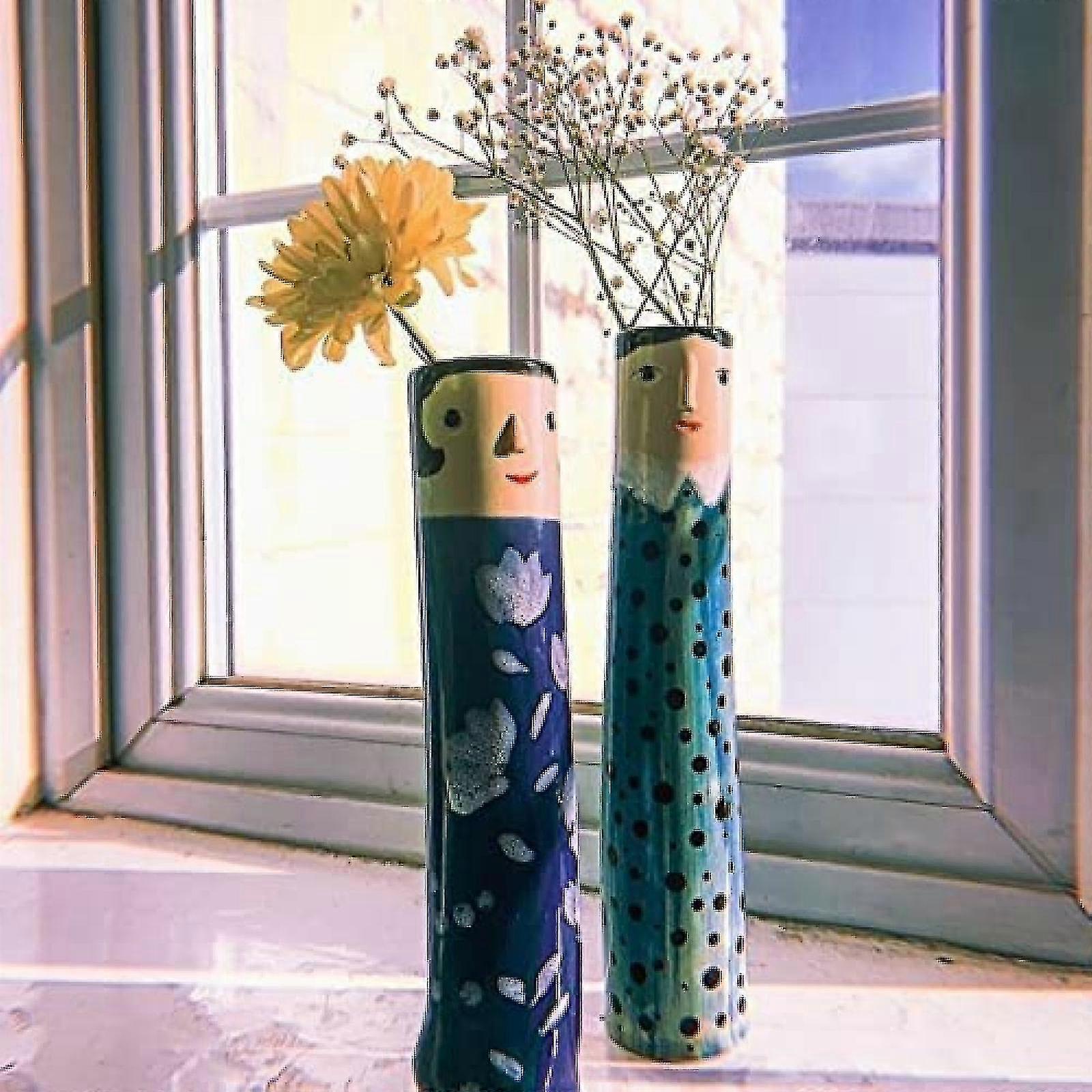 Spring Family Bud Vases, Bohemian Family Vase, Human Face Painted Bud ...