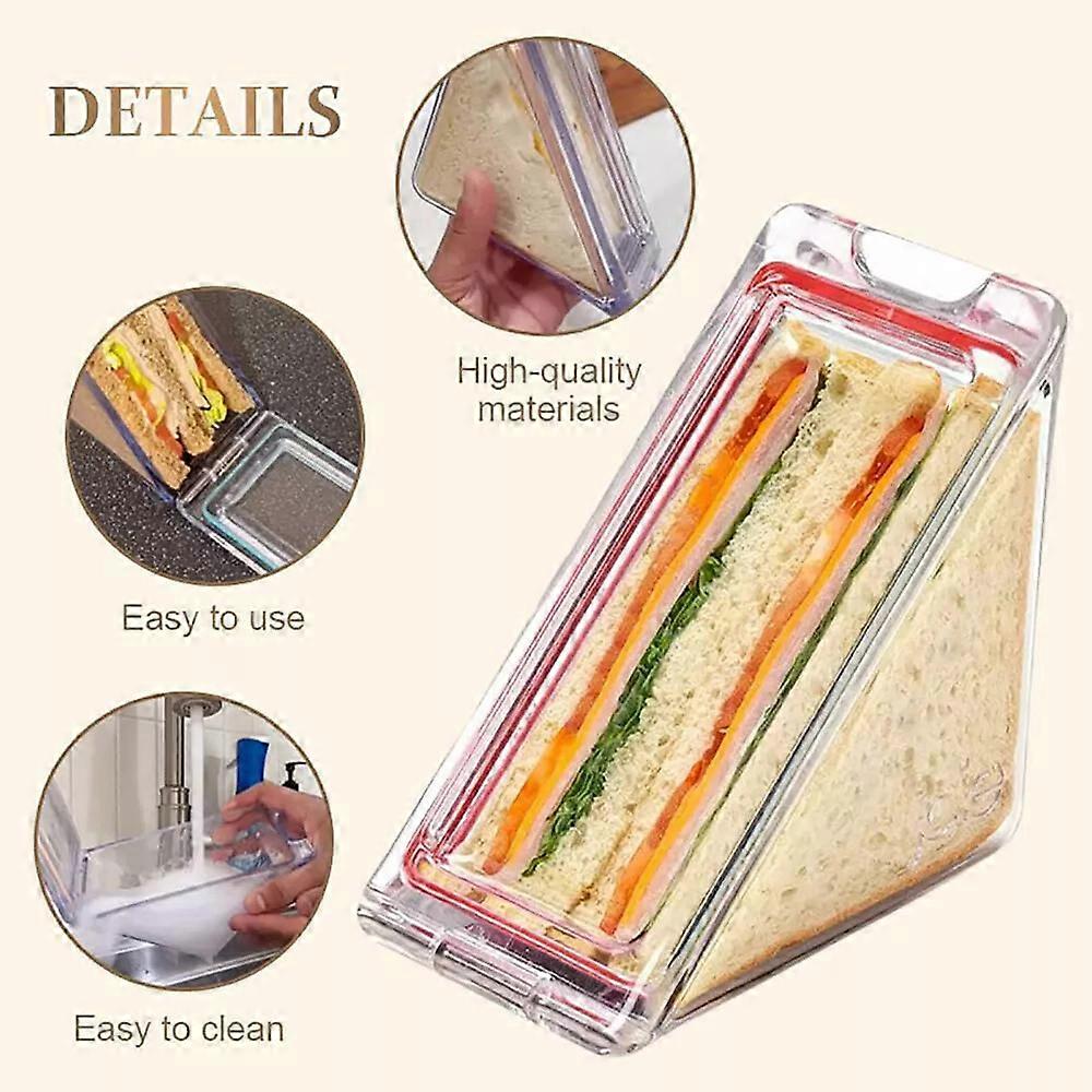 2X Triangle Sandwich Container Plastic Sandwich Bag Reusable Sandwich ...