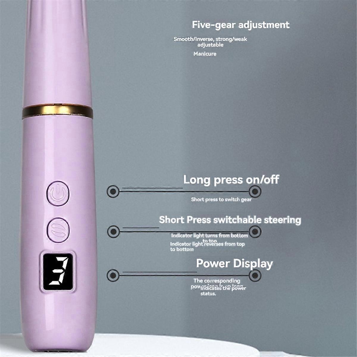 Portable Electric Nail File, Cordless Nail Drill with Light for Acrylic ...