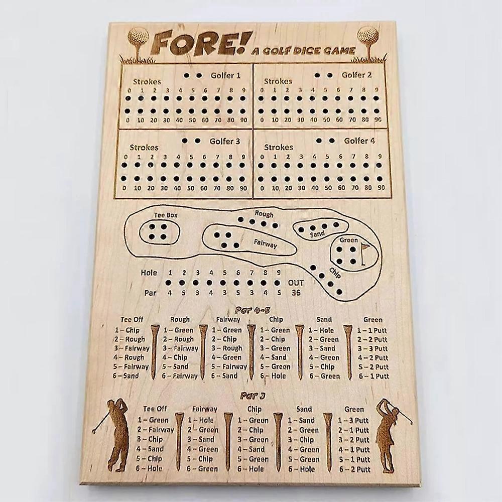 Fore! A Golf Dice Board Game,Wood Tabletop Golf Dice Game for Home ...