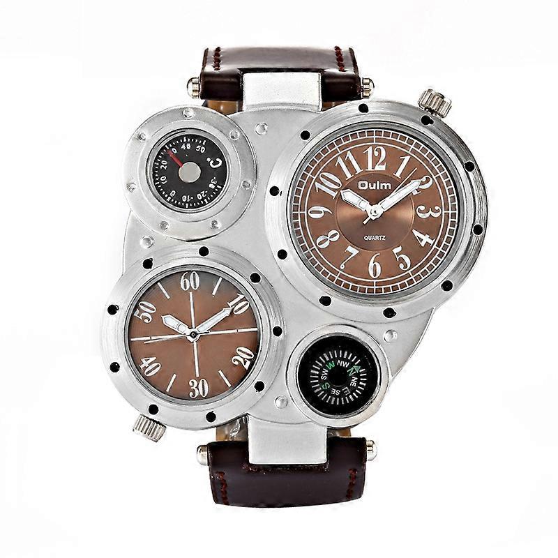 Oulm Double Time Zone Men Belt Watch | Fruugo UK