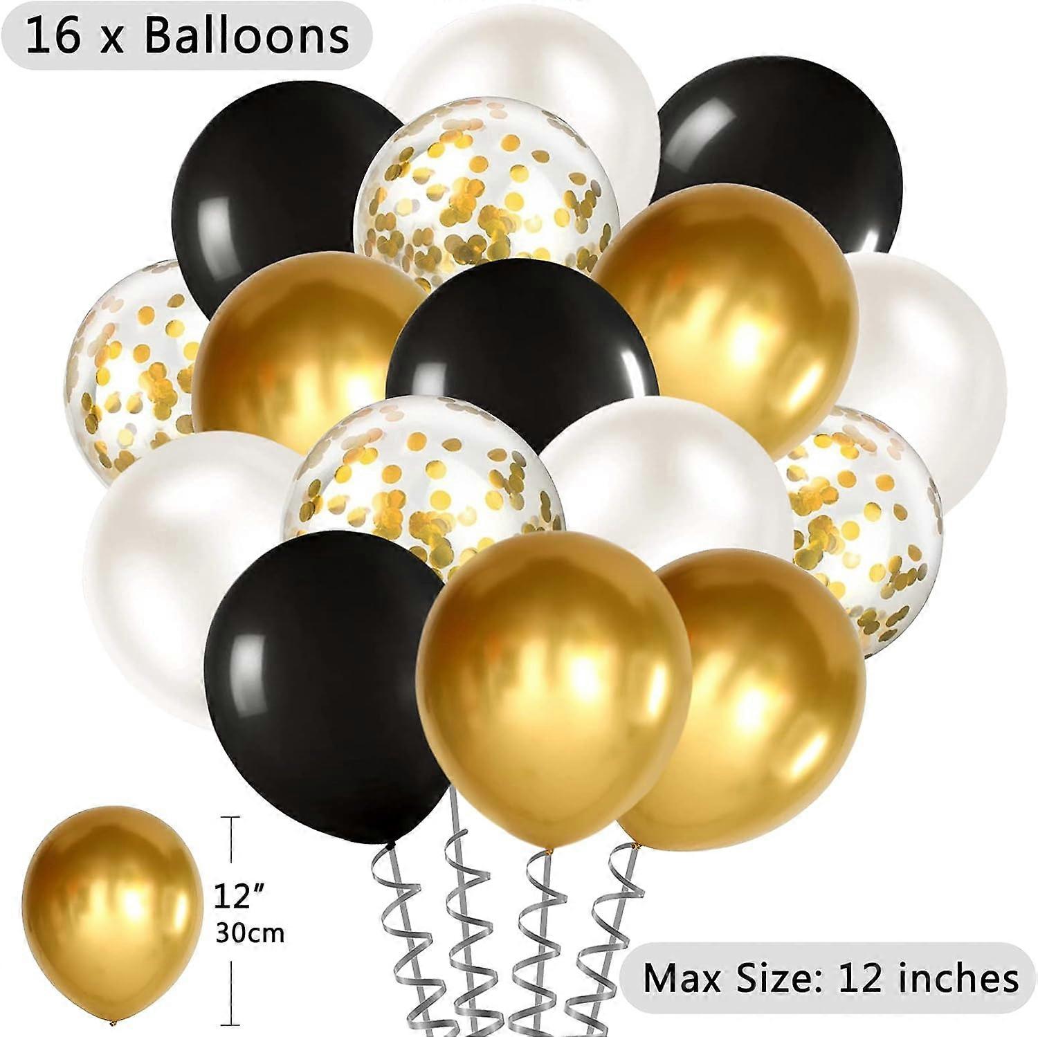 Tillykke med fødselsdagen banner Konfetti sort og guld balloner ...