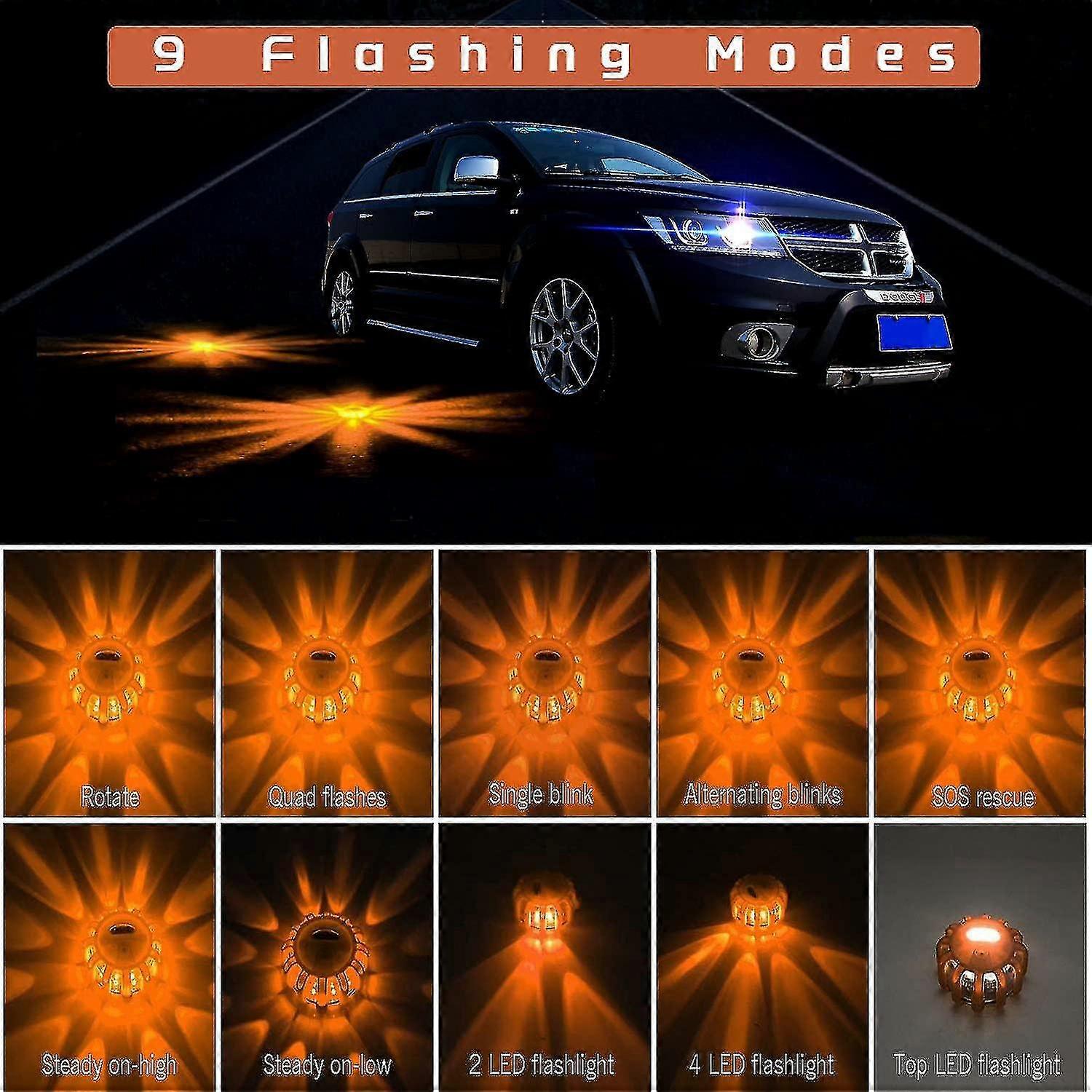 1/2/3/4 Pack Led Safety Flares Road Emergency Lights Roadside Safety ...