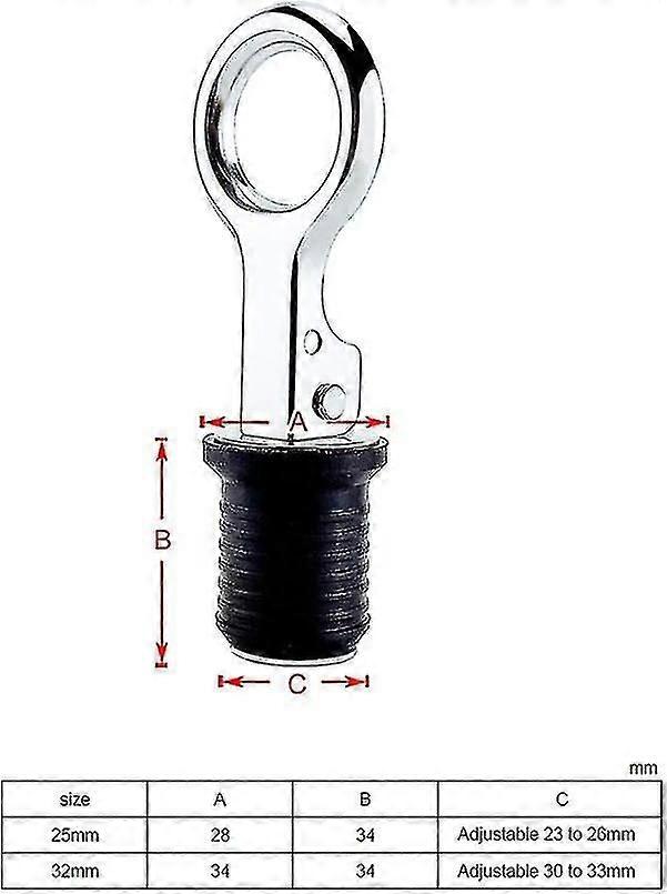 Boat Drain Plug, Rubber Adjustable Drain Hole Plug 304 Stainless Steel ...
