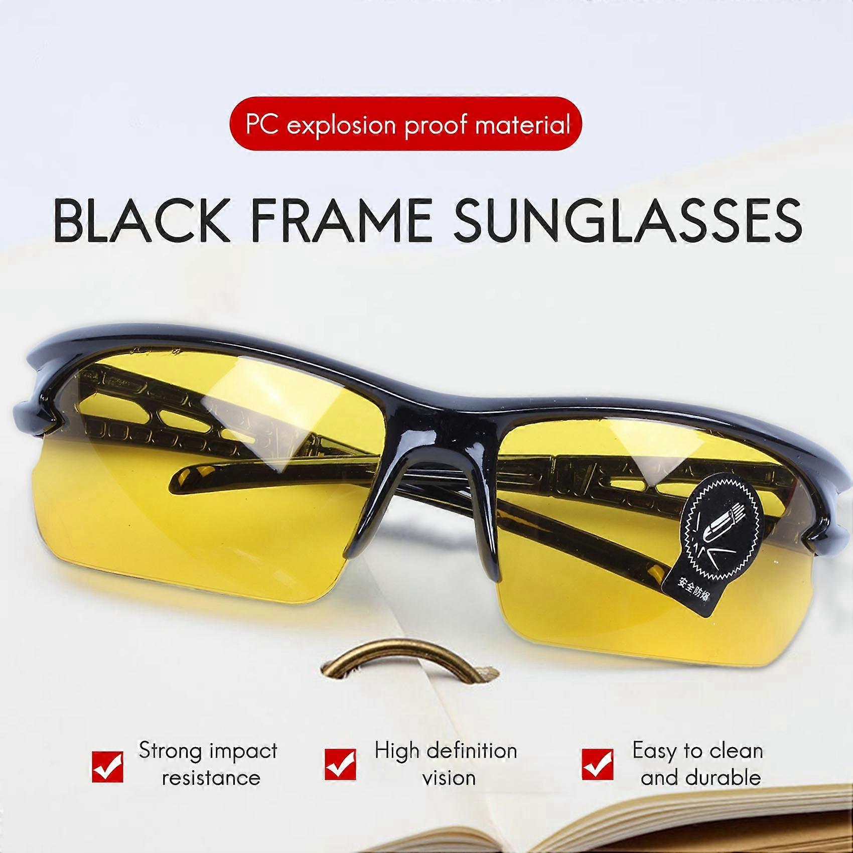 black frame yellow Night Vision sheet outdoor Cycling Sunglasses ...