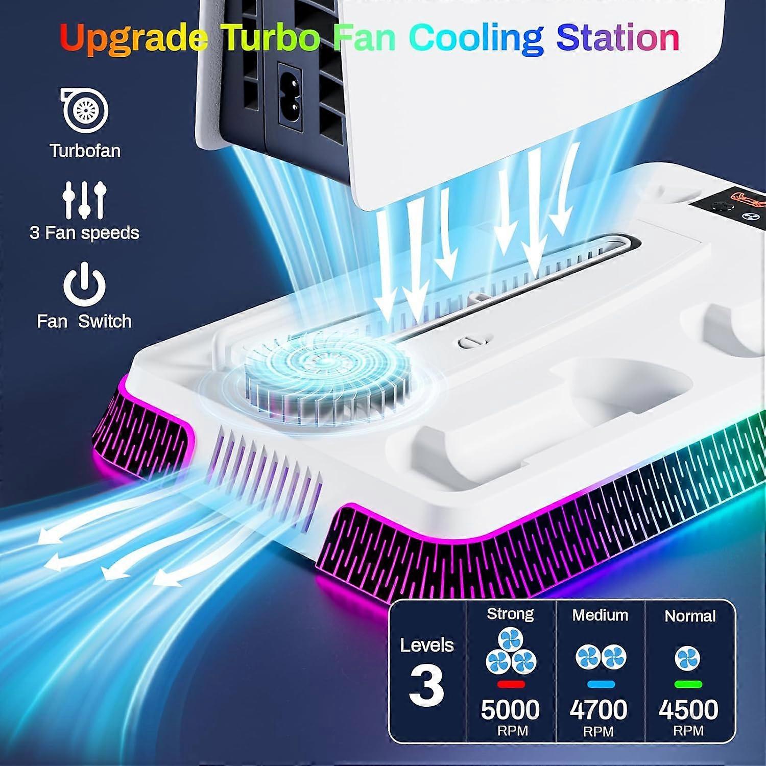 PS5 Cooling Station, PS5 Pro Stand RGB and PlayStation 5 with Dual ...