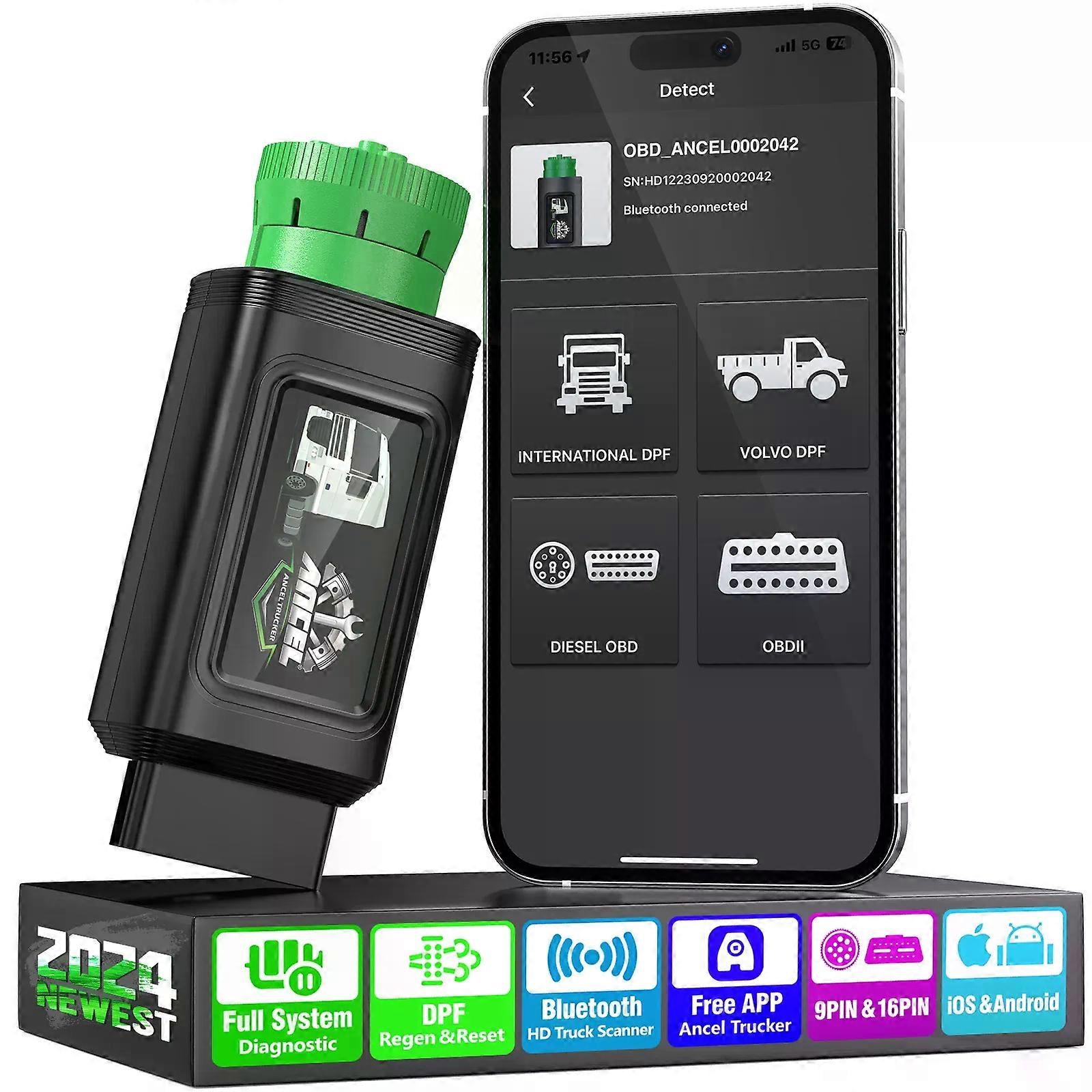ANCEL HD120 Bluetooth Heavy Duty Truck Scanner All System D.P.F Regen ...