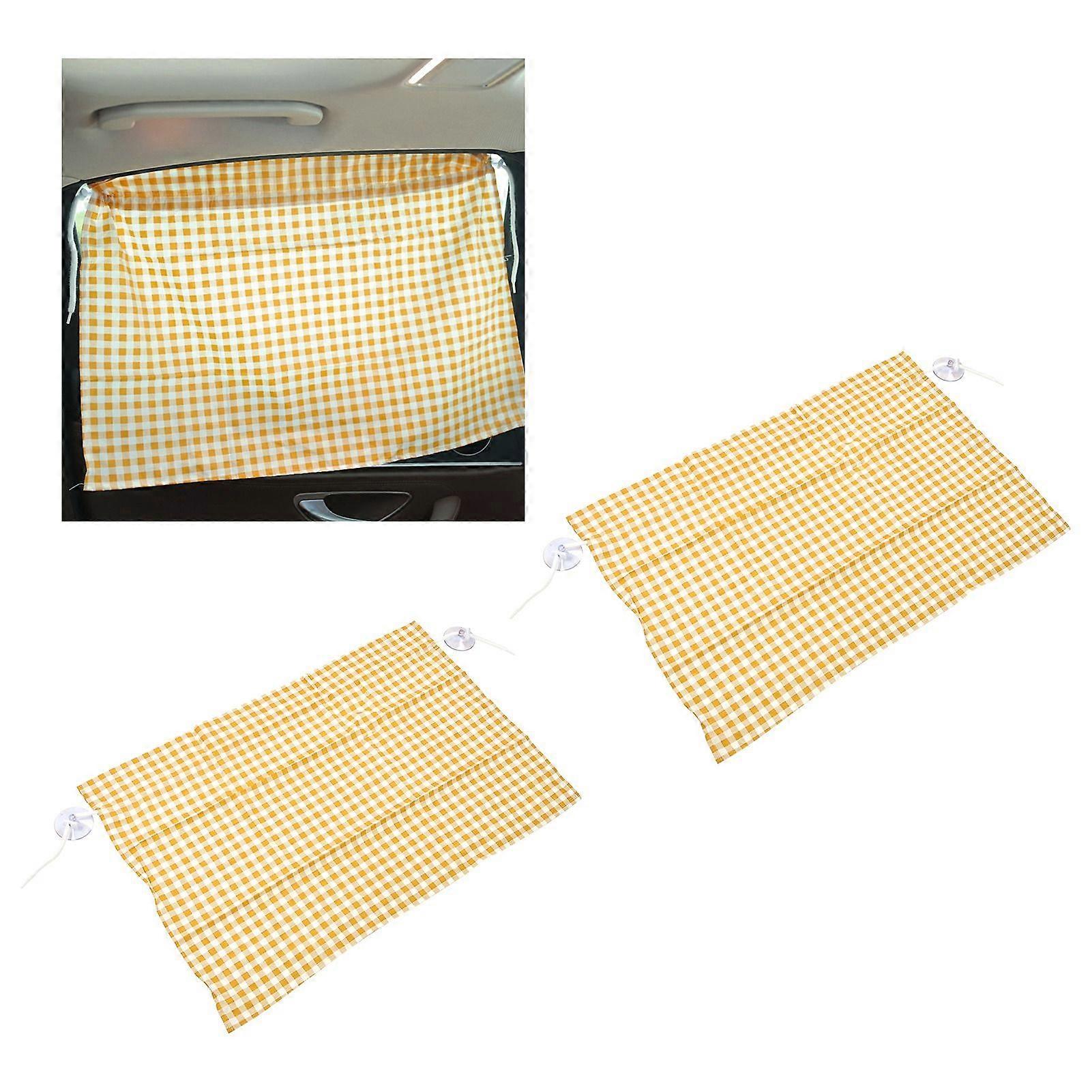 2Pcs Grid Design Anti Ultraviolet Car Curtain Side Car Window Sun Shade ...