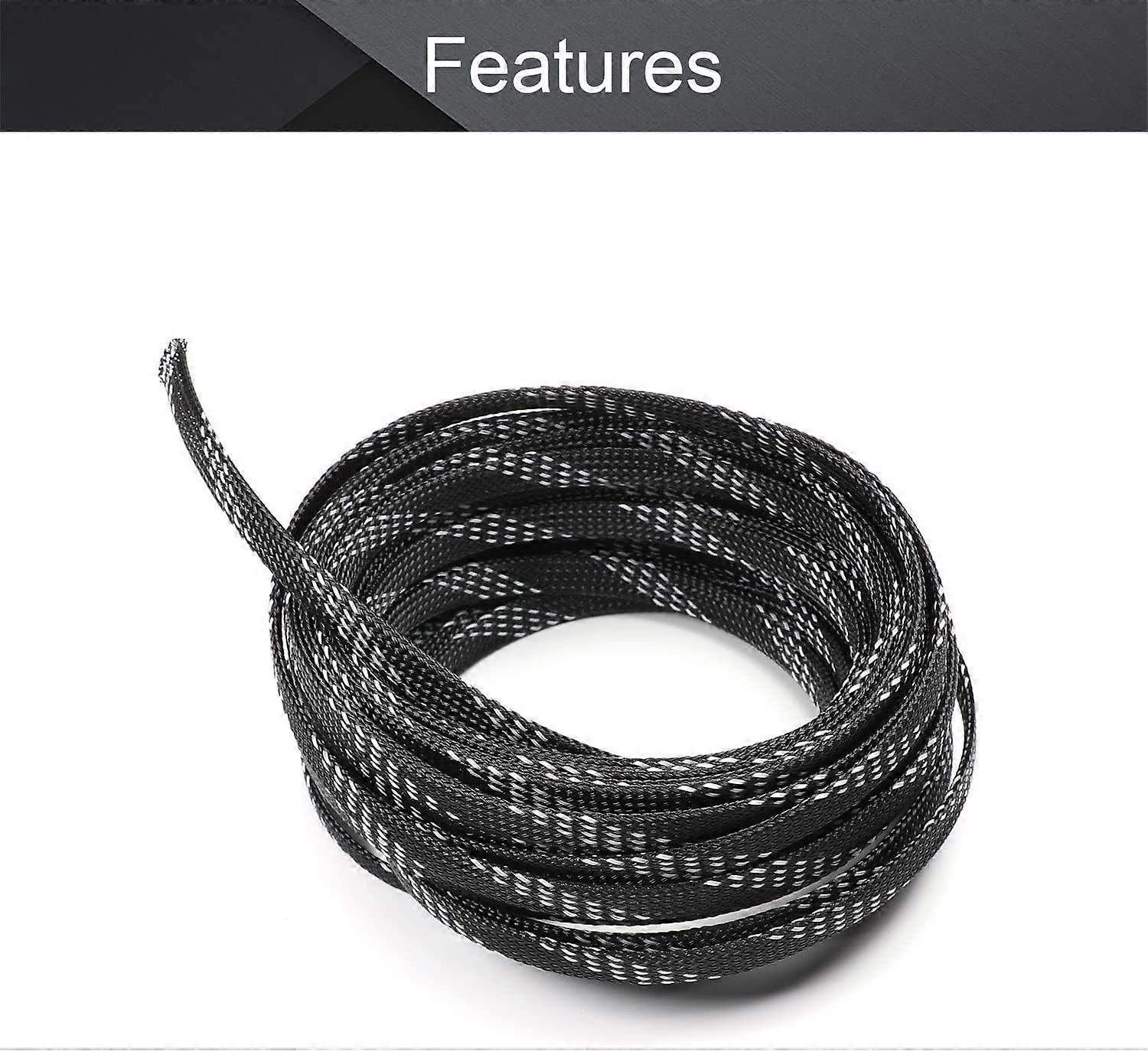 10m/32.8ft PET Expandable Braid Cable Sleeving Flexible Wire Mesh ...