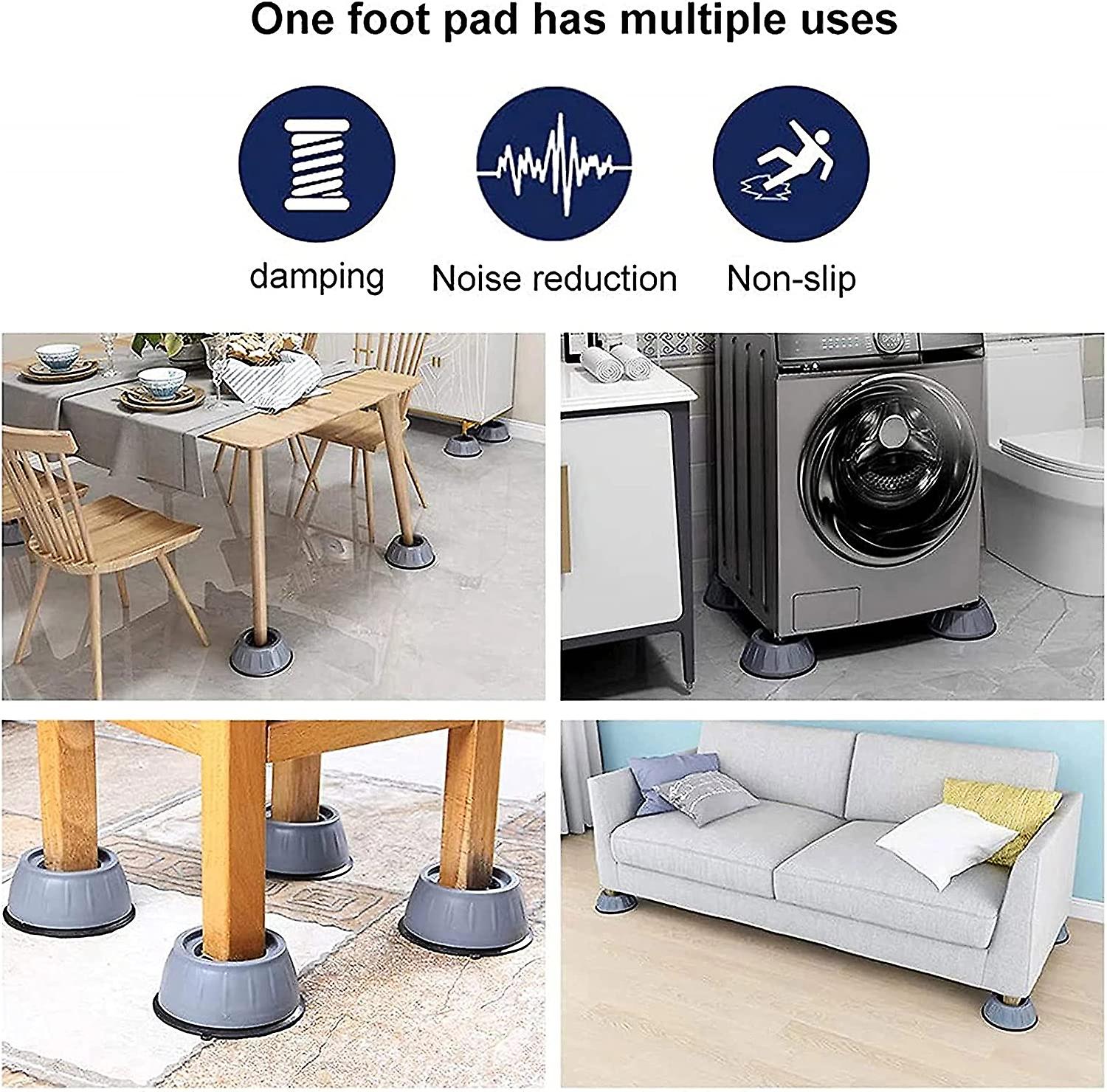 Anti-vibration Rubber Non-slip Pads, 4 Pieces Washing Machine Foot Pads ...