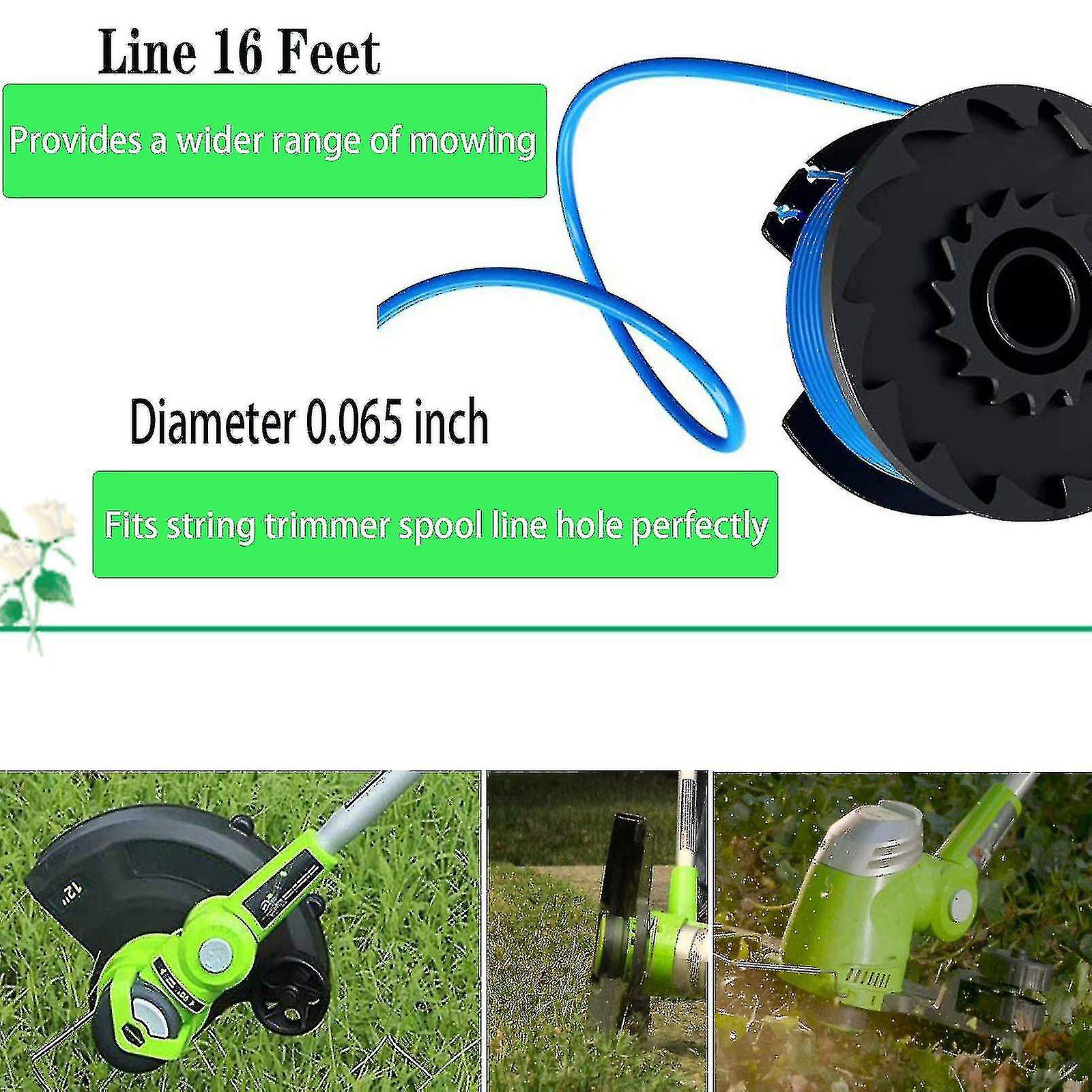 String Trimmer Spool Line For Greenworks 24v 40v 80v (8 Spool, 2 Cap ...