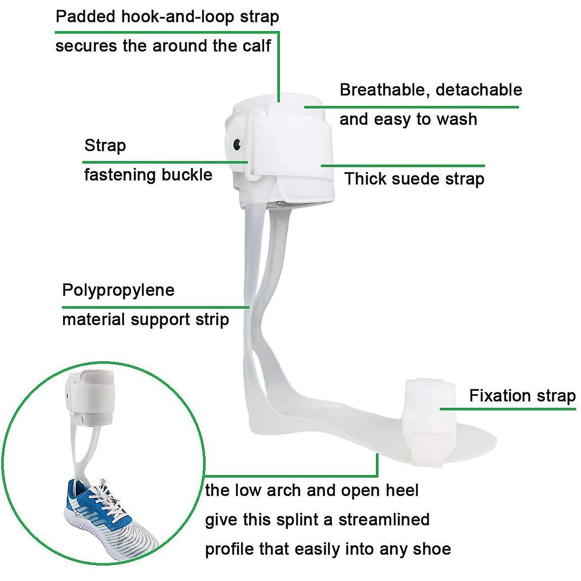 Drop Foot Brace Afo Leaf Spring Splint, Ankle Stabilization Orthosis ...