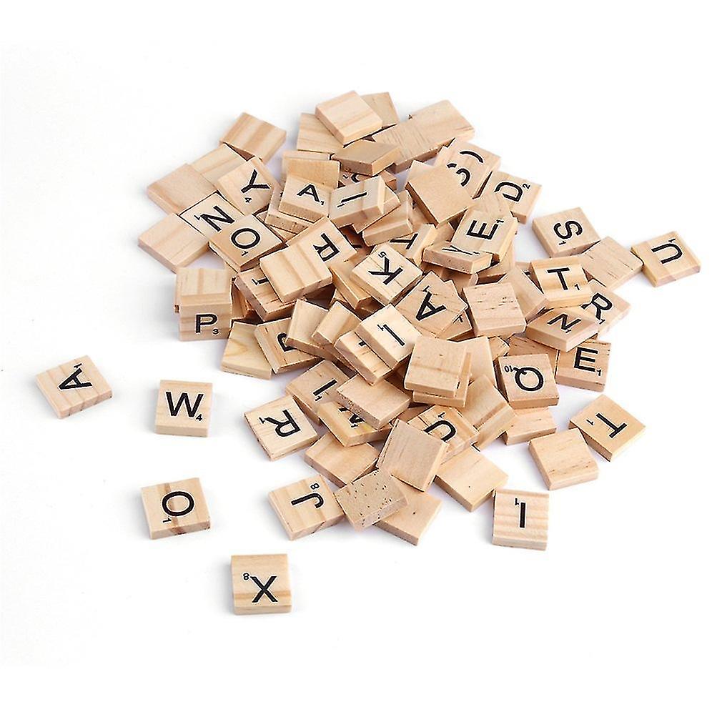 100pcs Wooden Alphabet Tiles Black Letters & Numbers For Scrabble ...