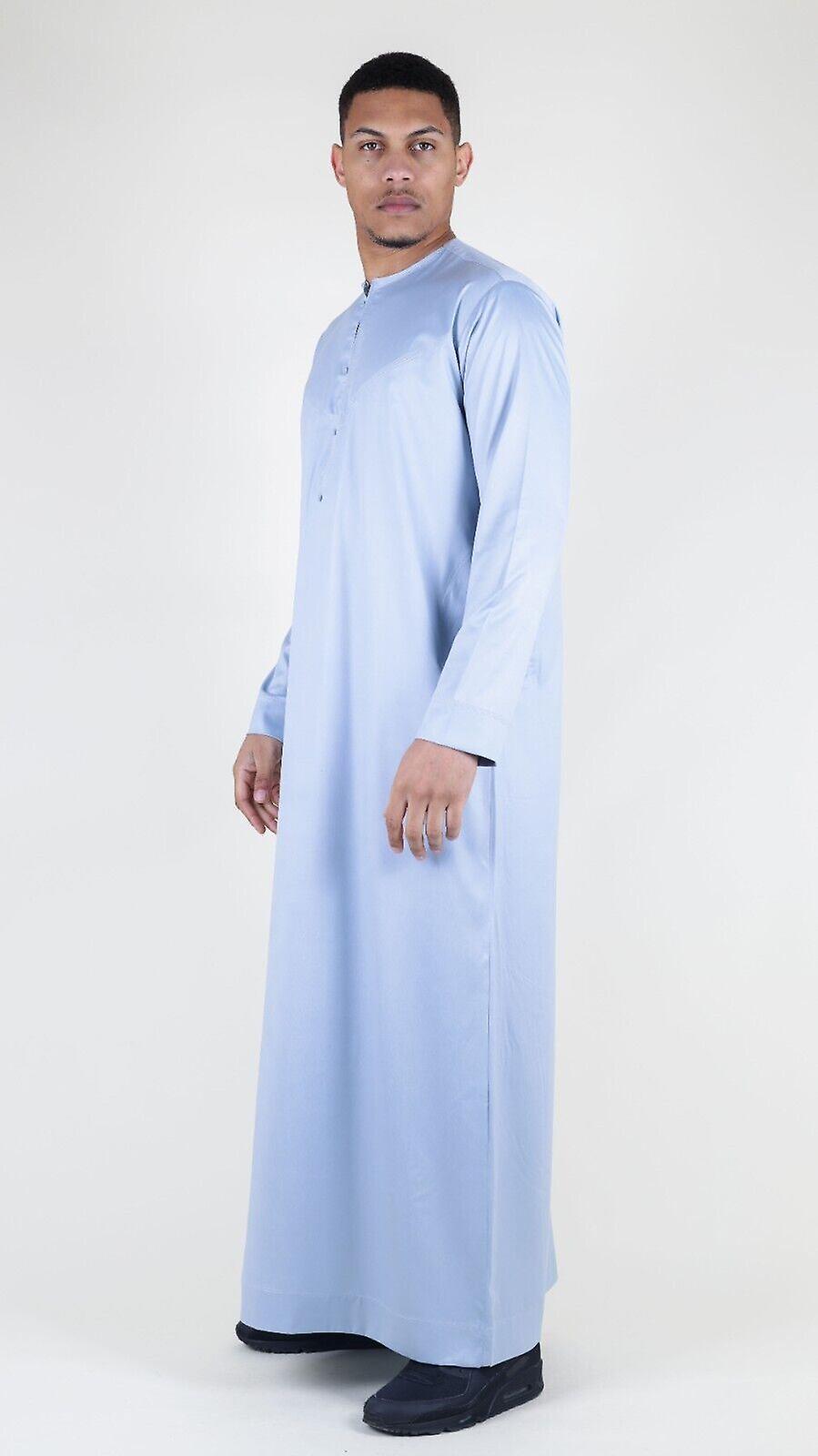 Men's Thobe Robe Satin Emirati Islamic Jubba Eid Slim Fit | Fruugo UK