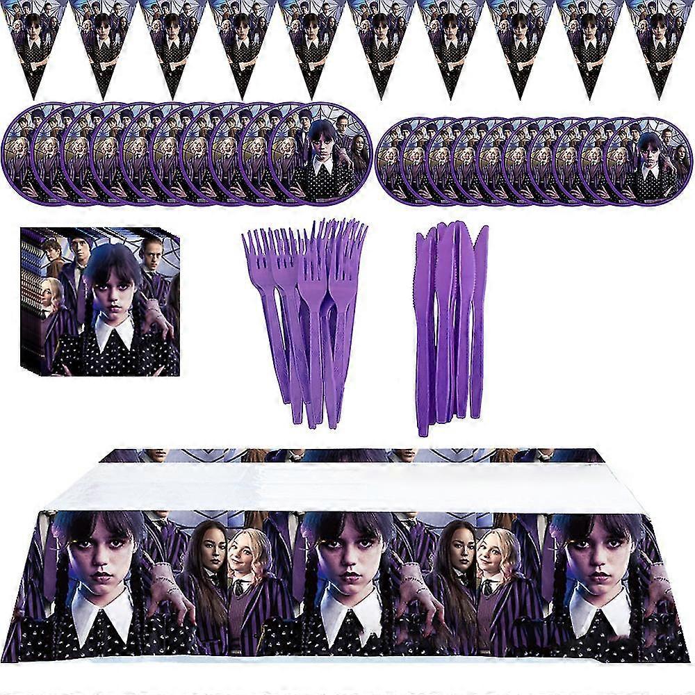 Wednesday Theme Party Supplies Decorations Tableware Include Disposable ...