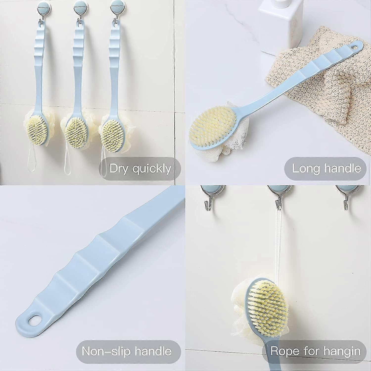 3pack Back Shower Body Brushes Double Side Long Handle | Fruugo UK