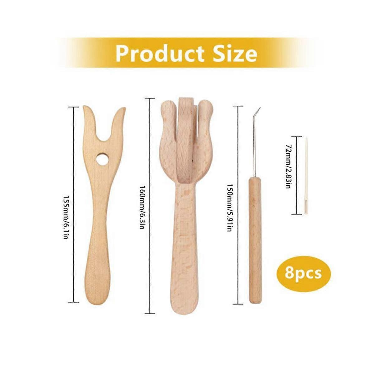 Portable Knitting Fork and Needle Kit, Lucet Fork Crochet, 8Pcs Wooden ...