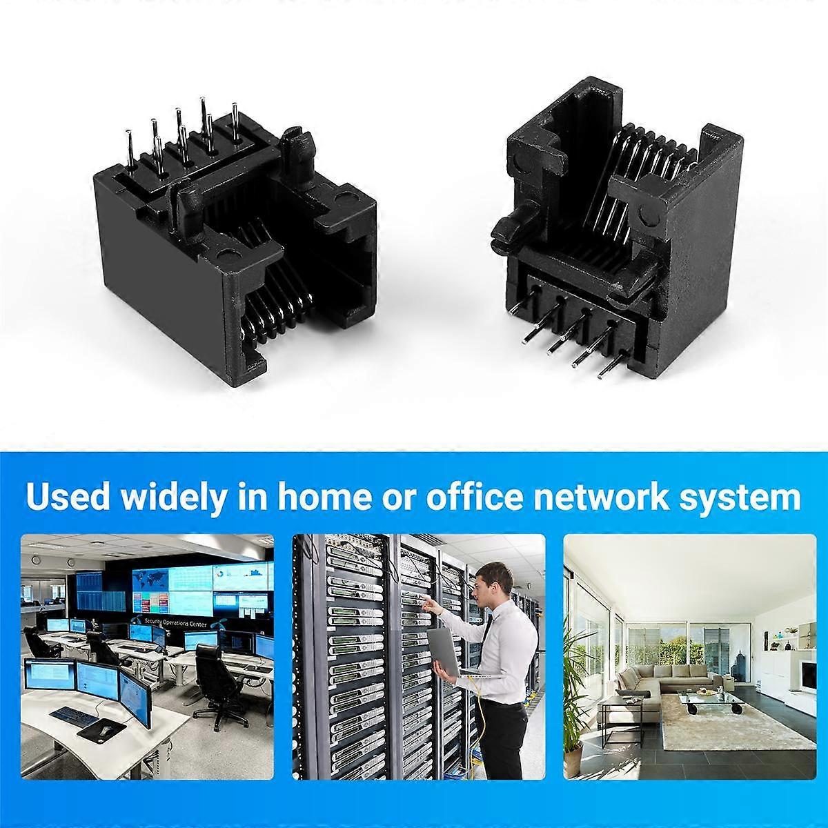 20pcs RJ45 8P8C Computer Internet Network PCB Jack Socket Black | Fruugo UK