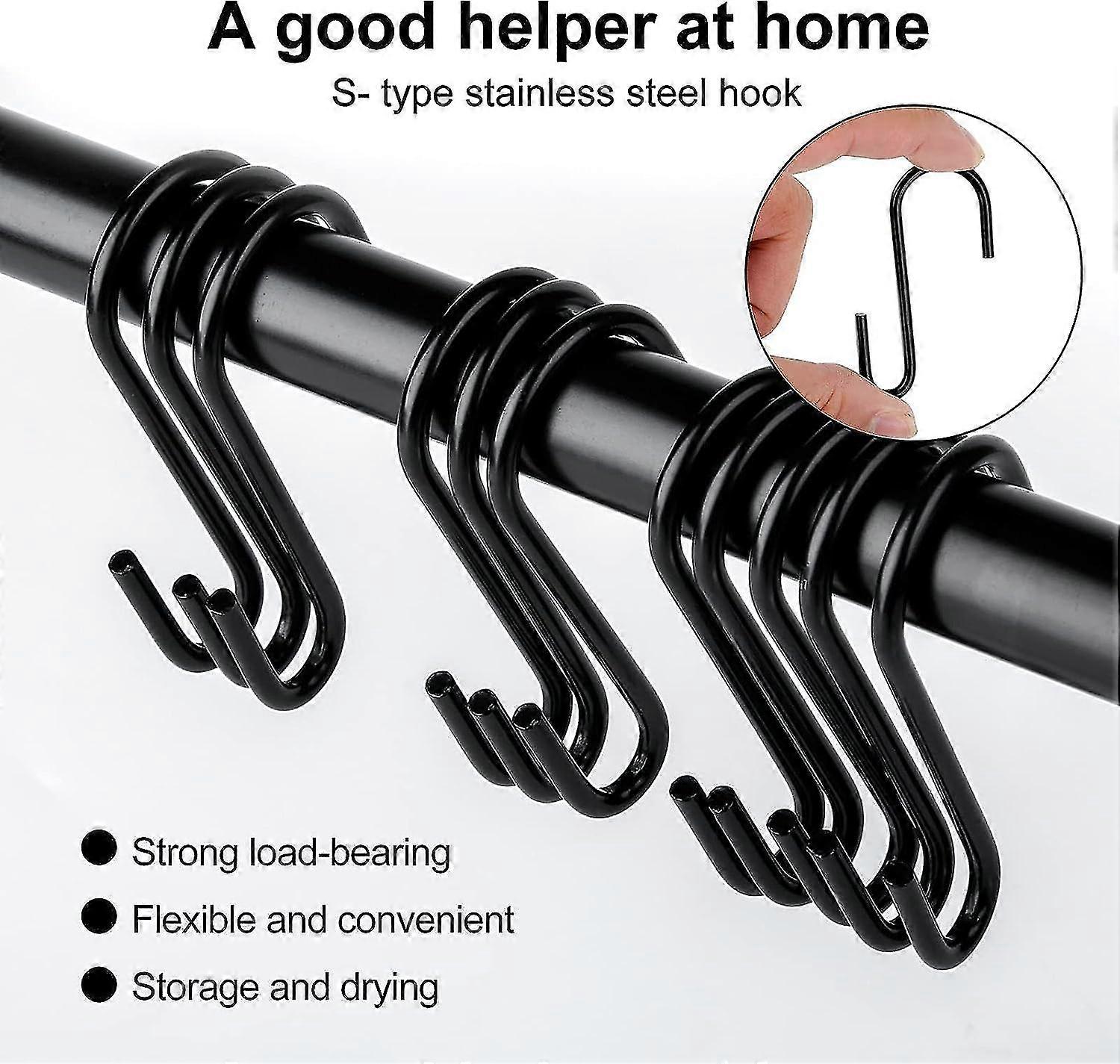 Pack Of 20 S Hooks Black, Stainless Steel Hooks For Hanging, S Hooks, Small, Heavy-duty Hooks ...