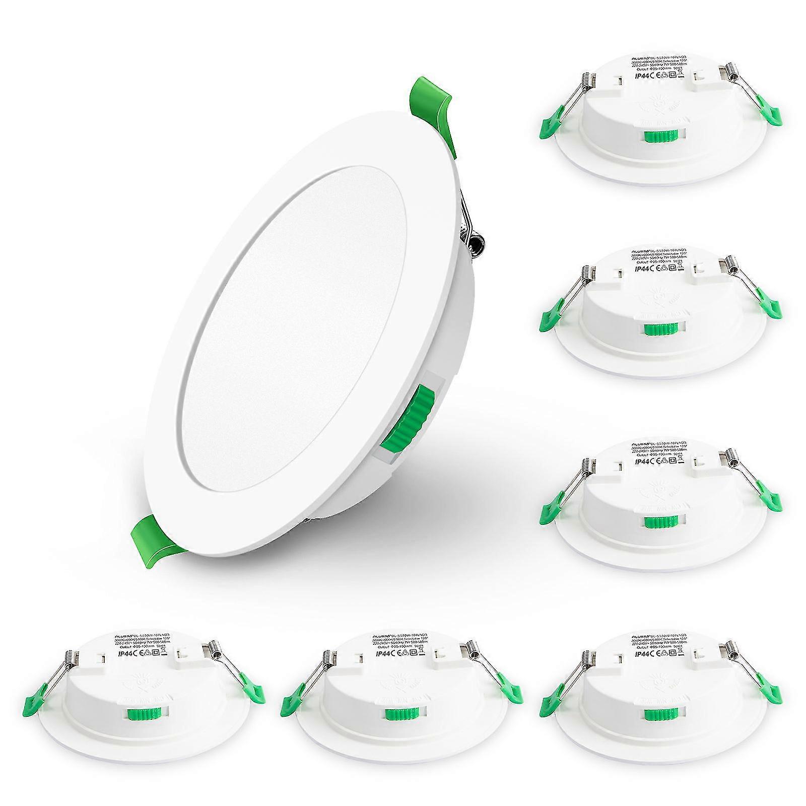 6 Pack 7w Ultra Slim Dimmable Led Downlight Cct 95-100mm Cutout White ...