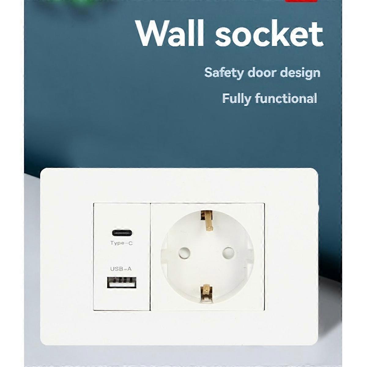 Standard Socket Wall Power Socket USB+TYPE-C+EURO Socket 16A 180V-250V ...