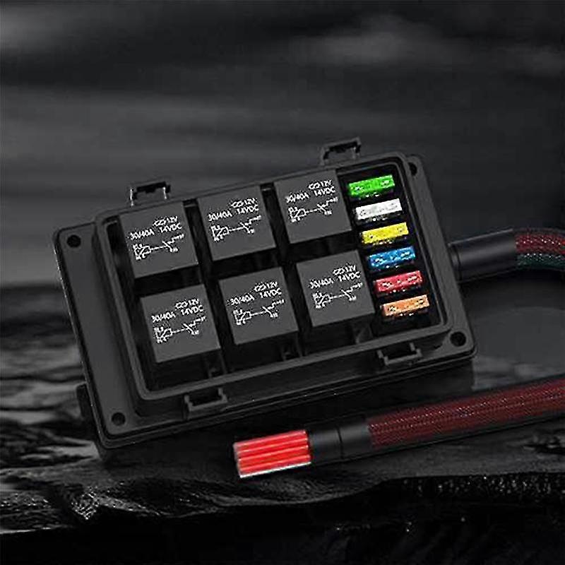 Relay Box 12v With 6 Pcs 4 Pin Relays And 6 Pcs Atc/ato Blade Fuse Pre ...