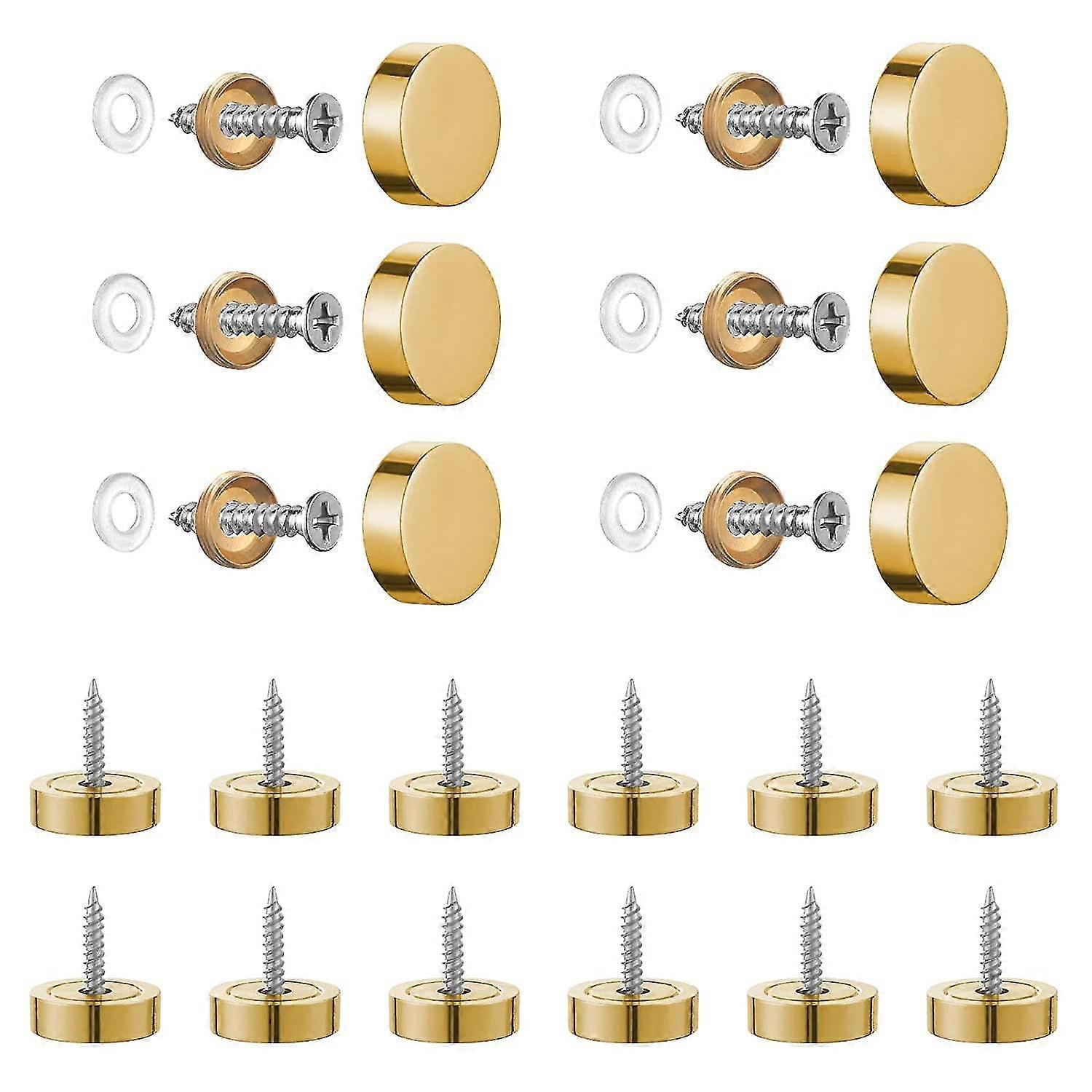 20 Pack 14mm Mirror Screws, Brushed Stainless Steel Screw Caps With ...