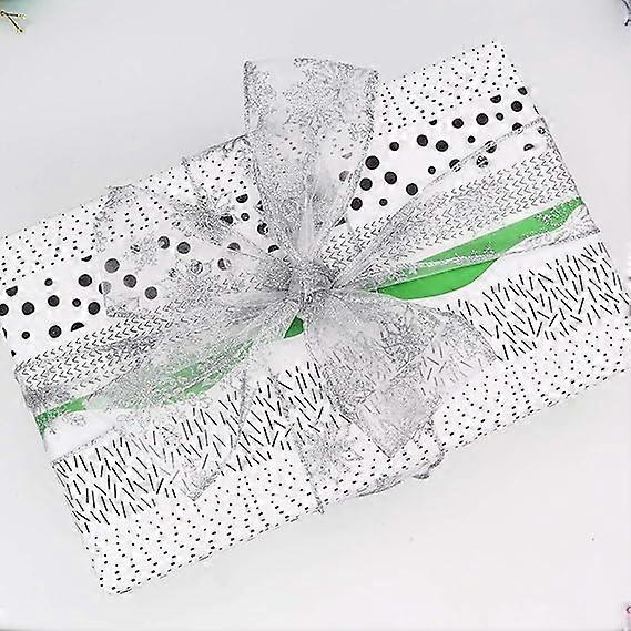 Christmas Ribbon White Silver 6.3CMX 15D Organza Glitter Silver ...